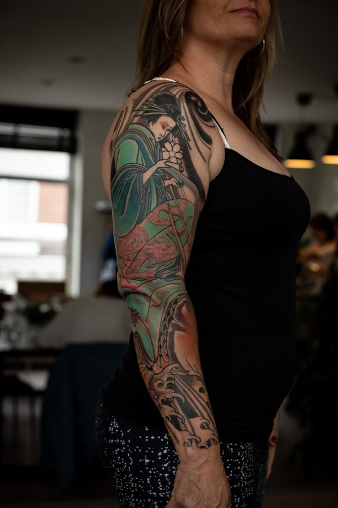 Japanese geisha and koi sleeve - Bunker Tattoo - Quality tattoos