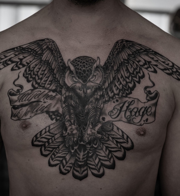 Neo Traditional Eagle Chest Tattoo